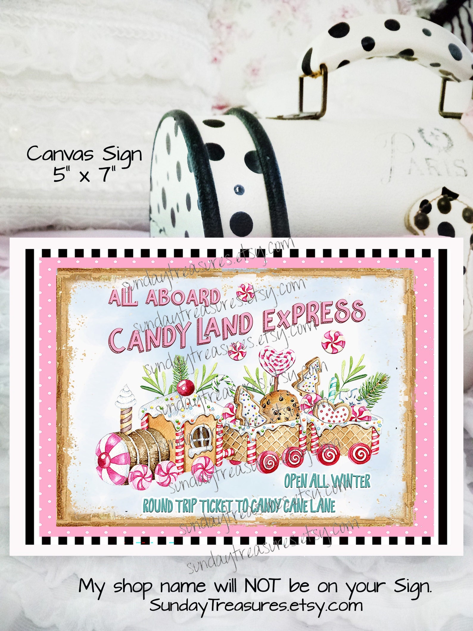 Gingerbread Train Candyland Express Wall Decor Sign 5x7 / Pink - Etsy
