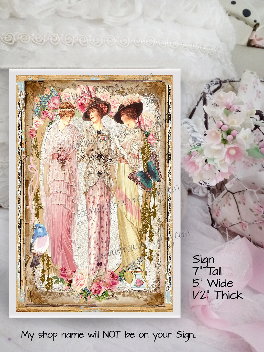 Victorian Edwardian Women 5x7 Canvas Sign Picture / Shabby Chic ...