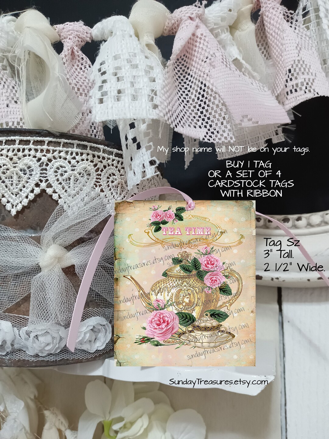 Handmade Teapot Tags / Buy 1 Tag or a Set of 4 / Junk Journal Tags ...