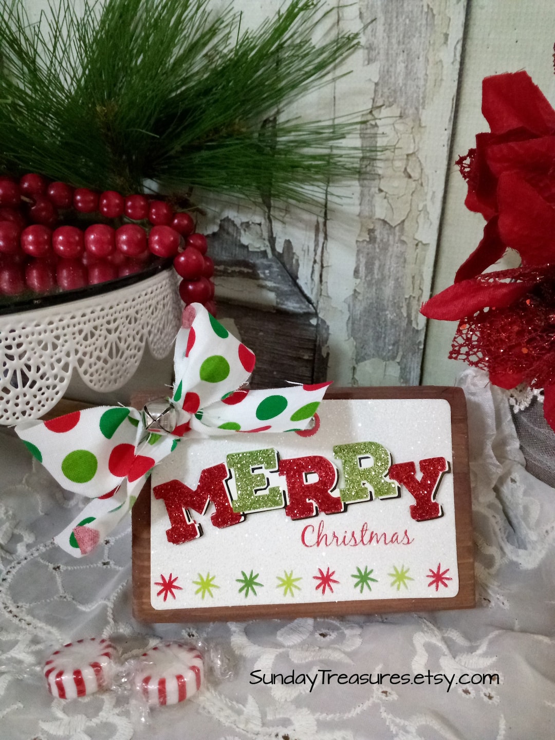 Merry Christmas Block Decoration / Christmas Tiered Tray Decor / Wood ...