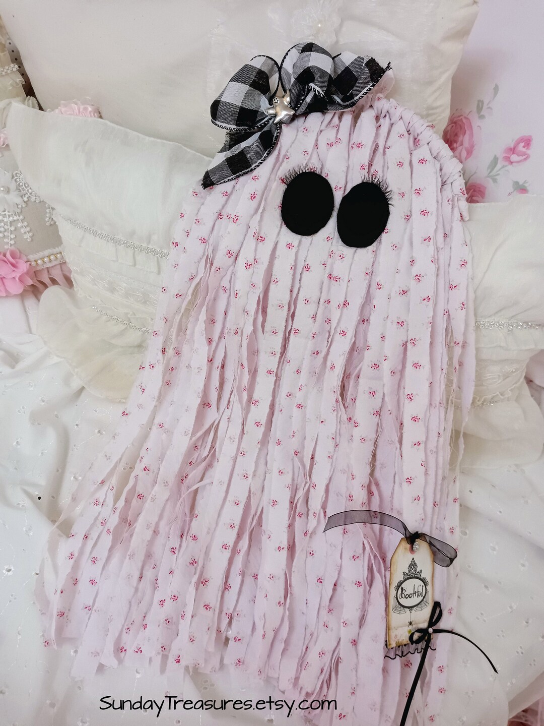 Shabby Chic Ghost Wall Decor / Pink Halloween Decor / Mon Ami Fabric ...