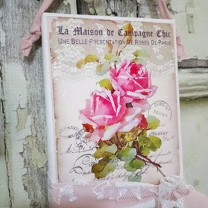 Pink Shabby French Roses Wall Decor Sign / Shabby Cottage | Etsy