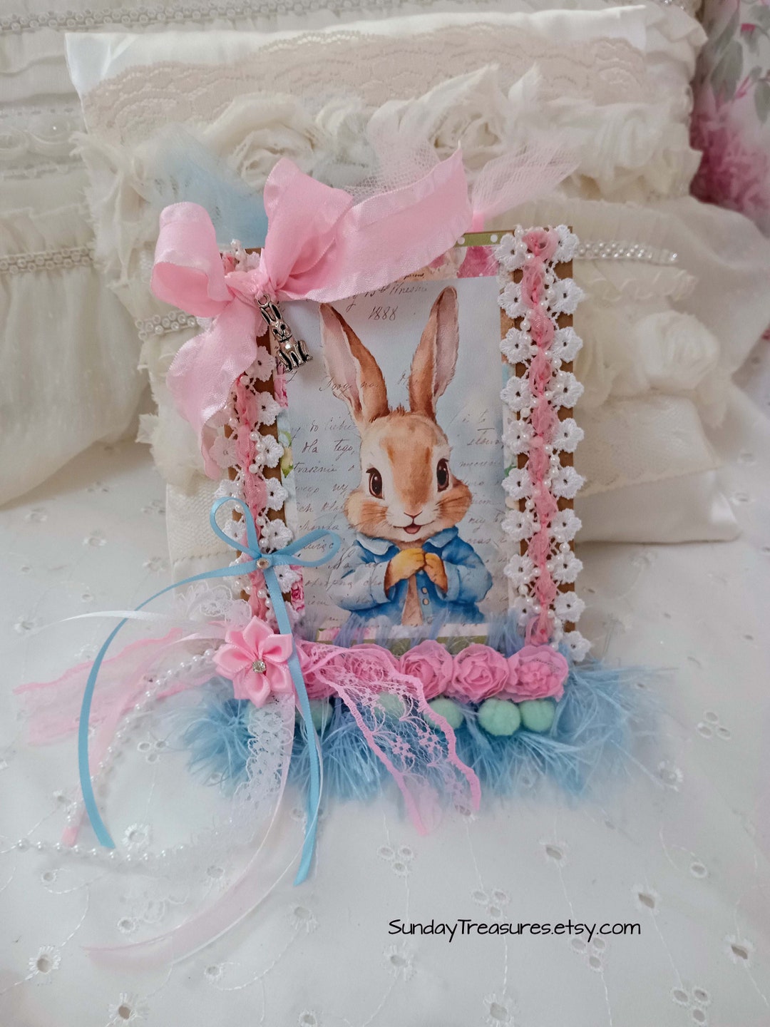 Adorable Bunny Rabbit Journal / Shabby Chic Journal Book PLANNER ...