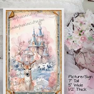 Pink Blue Christmas Candles Sign Wall Decor / Roses / Romantic Pastel ...