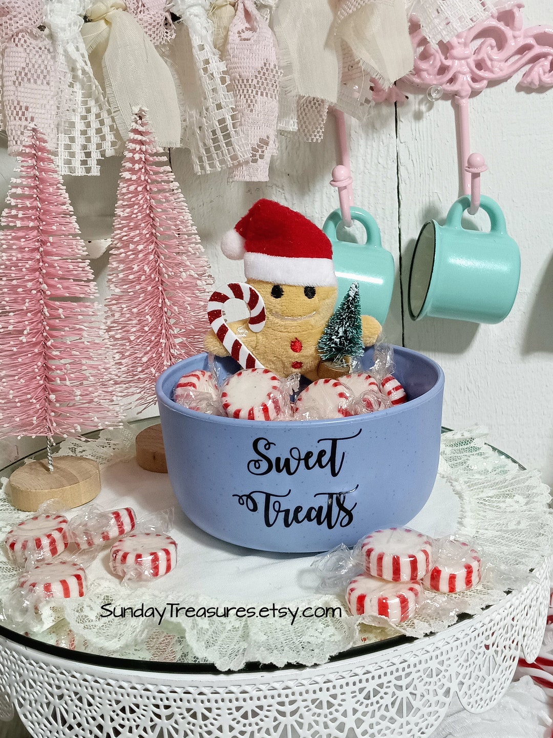 Blue Gingerbread Man Candy Bowl Candy Dish / Sweet Treats Candy Dish ...