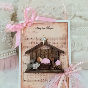 Away in A Manger Christmas Sign / Vintage Sheet Music / Baby Jesus in ...