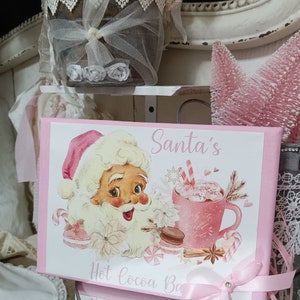 Pink Vintage Santa's Hot Cocoa Bar Sign Wall Decor / Canvas Sign Sz 5x7 ...