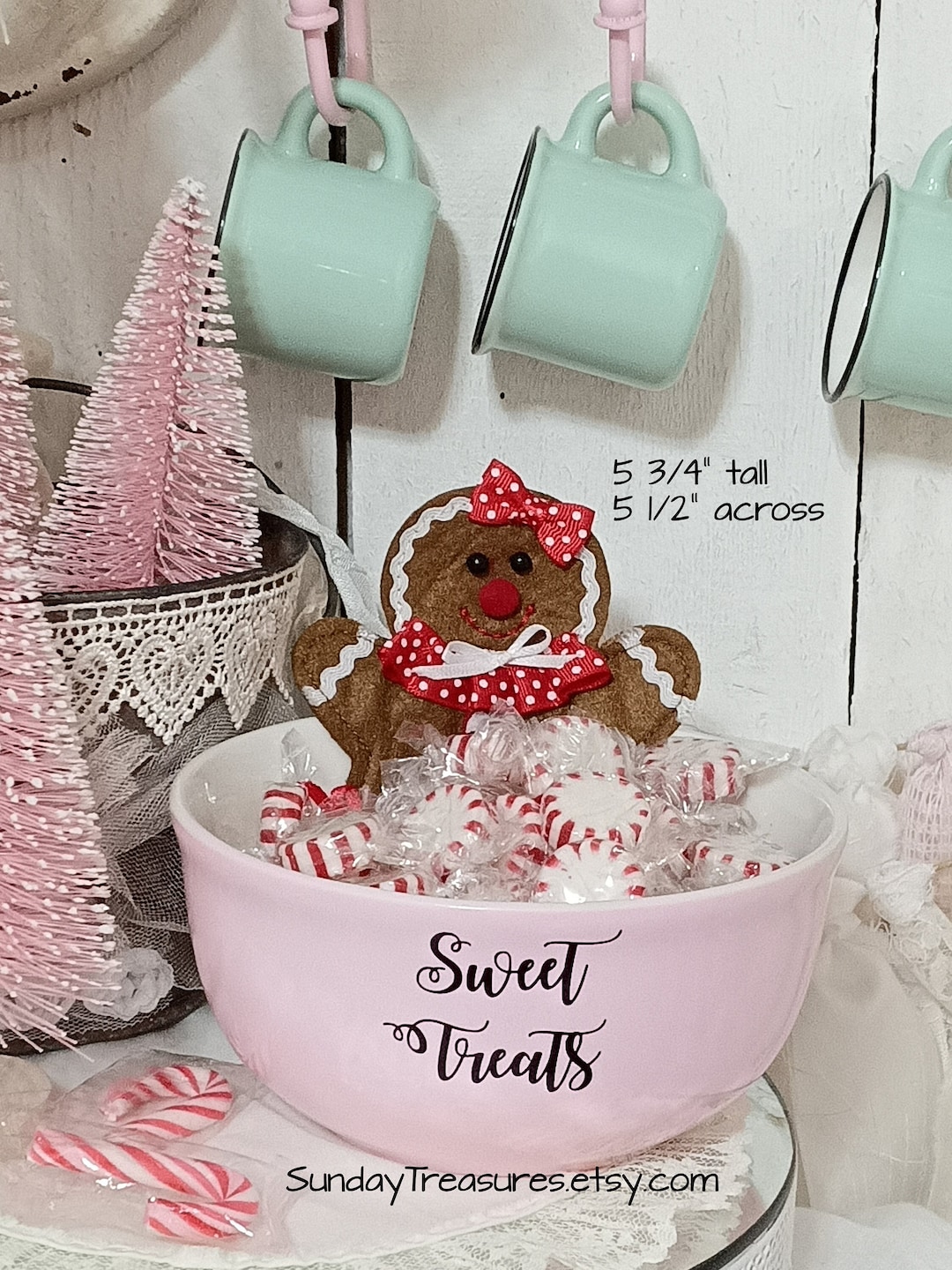 Pink Candy Bowl Candy Dish Gingerbread Girl / Sweet Treats Candy Dish ...