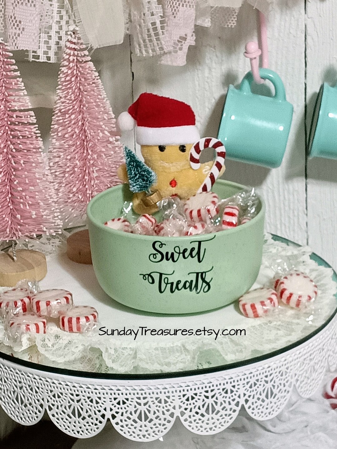 Mint Green Gingerbread Man Candy Bowl Candy Dish / Sweet Treats Candy ...