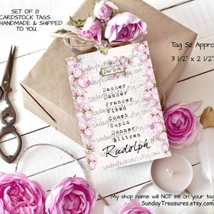 Set 8 Tags With All Reindeer Names / Rudolph Dasher Dancer Prancer ...