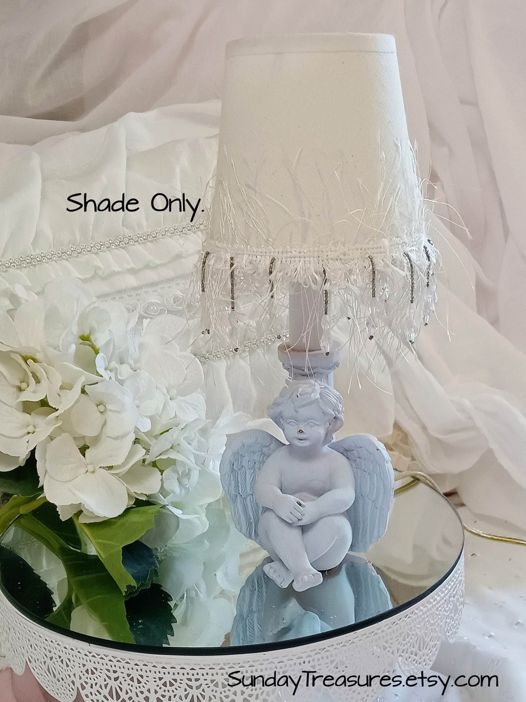 Beaded Lamp Shade / Clip on Chandelier Lamp Shade / Glam Bling Fancy ...