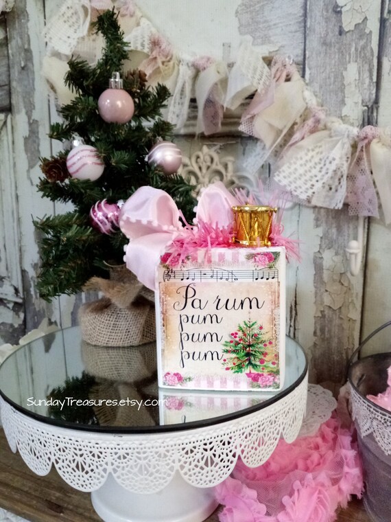 Pa Rum Pum Pum Pum Sign Block / Pink Bow Romantique Rose Roses | Etsy