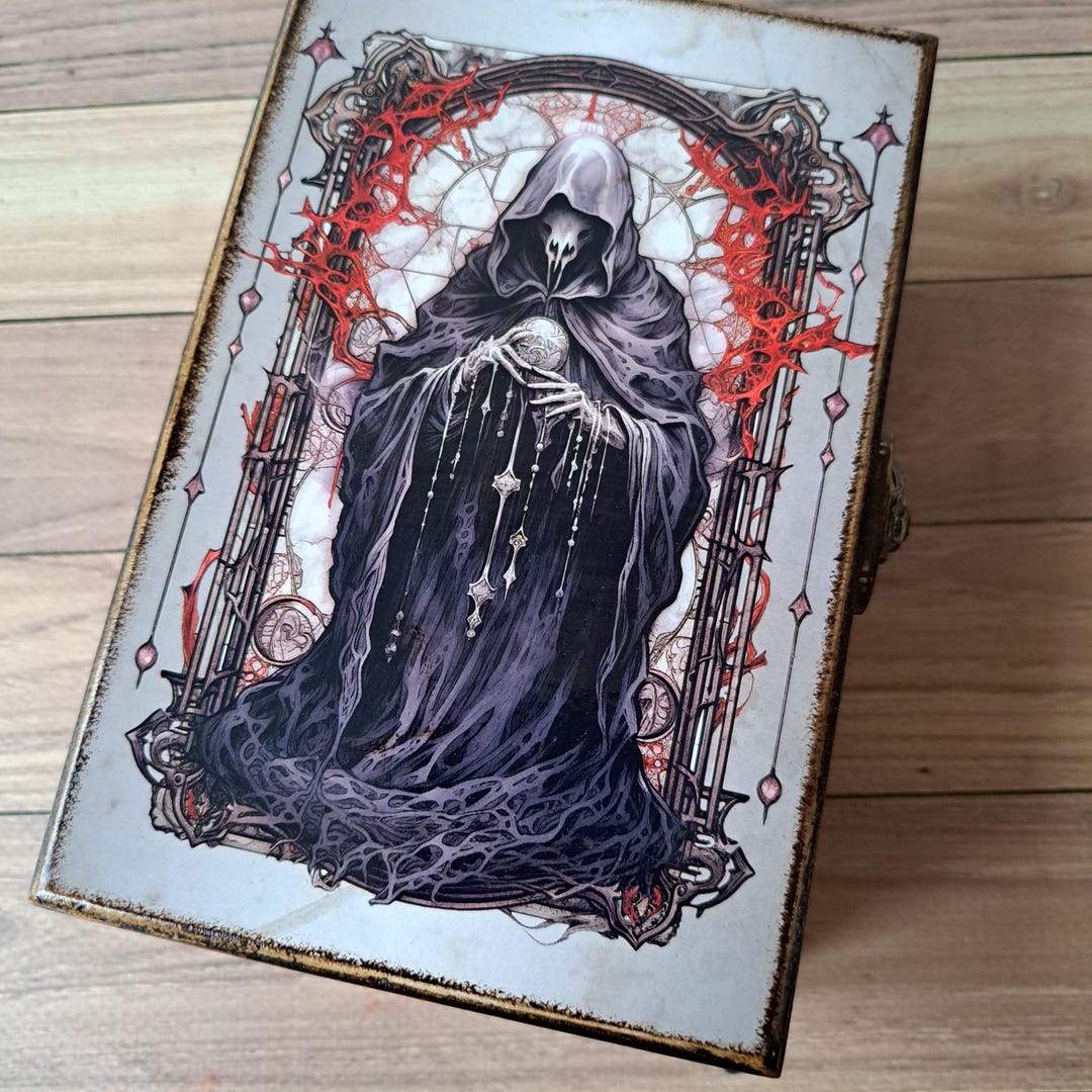 Personalized Black Magic Tarot Card Box Dark Gothic Wooden Keepsake Box ...
