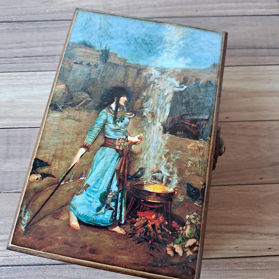 Personalized Tarot Card Box Magic Circle Wooden Keepsake Box Witchcraft ...