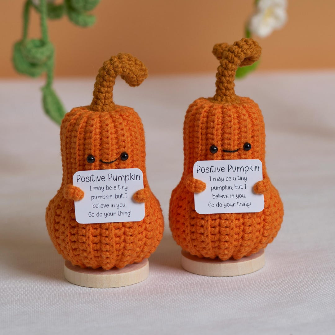 Pumpkin Crochet Emotional Support, 1PCS Handmade Positive Pumpkin ...