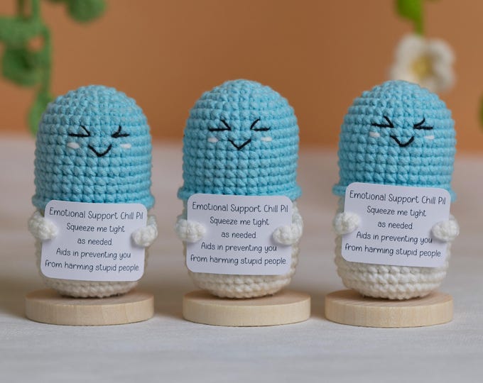 Handmade Crochet Chill Pill Toy,happy Pill Toy,emotional Support Gift ...