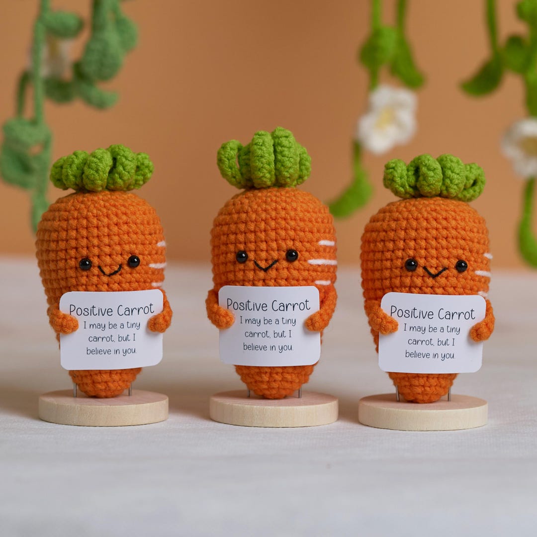 Handmade Crochet Positive Carrot, Personalized Crochet Carrot Gift ...