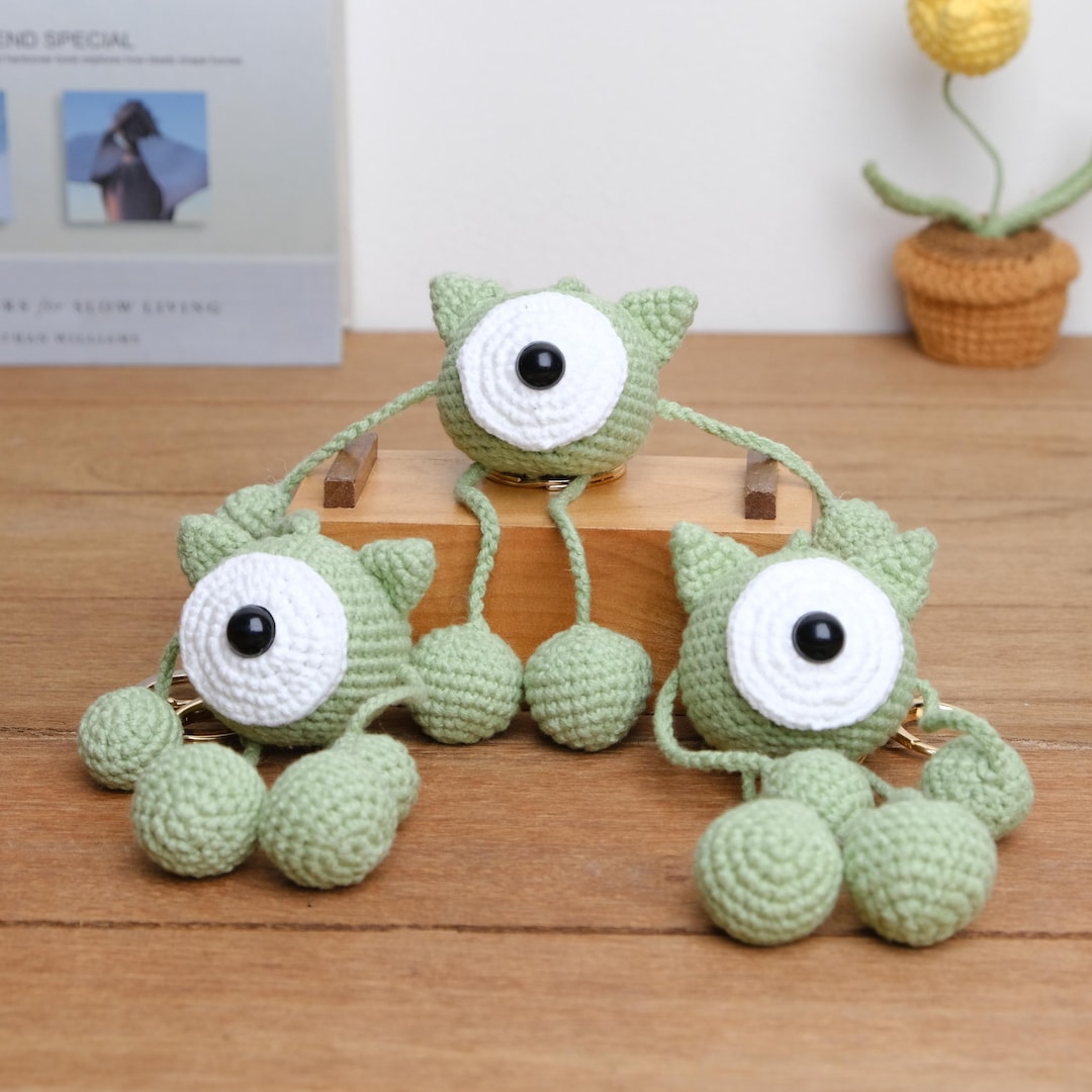 One-eyed Monster Amigurumi Crochet, Cute Alien Toy or Keychain With Big ...