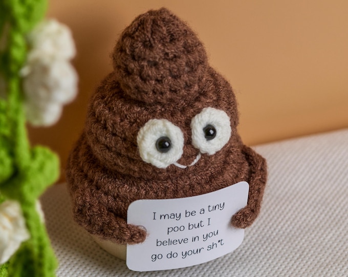 Crochet Positive Poo Plushy Desk Decor, Poop Emoji, Positive Poop Doll ...