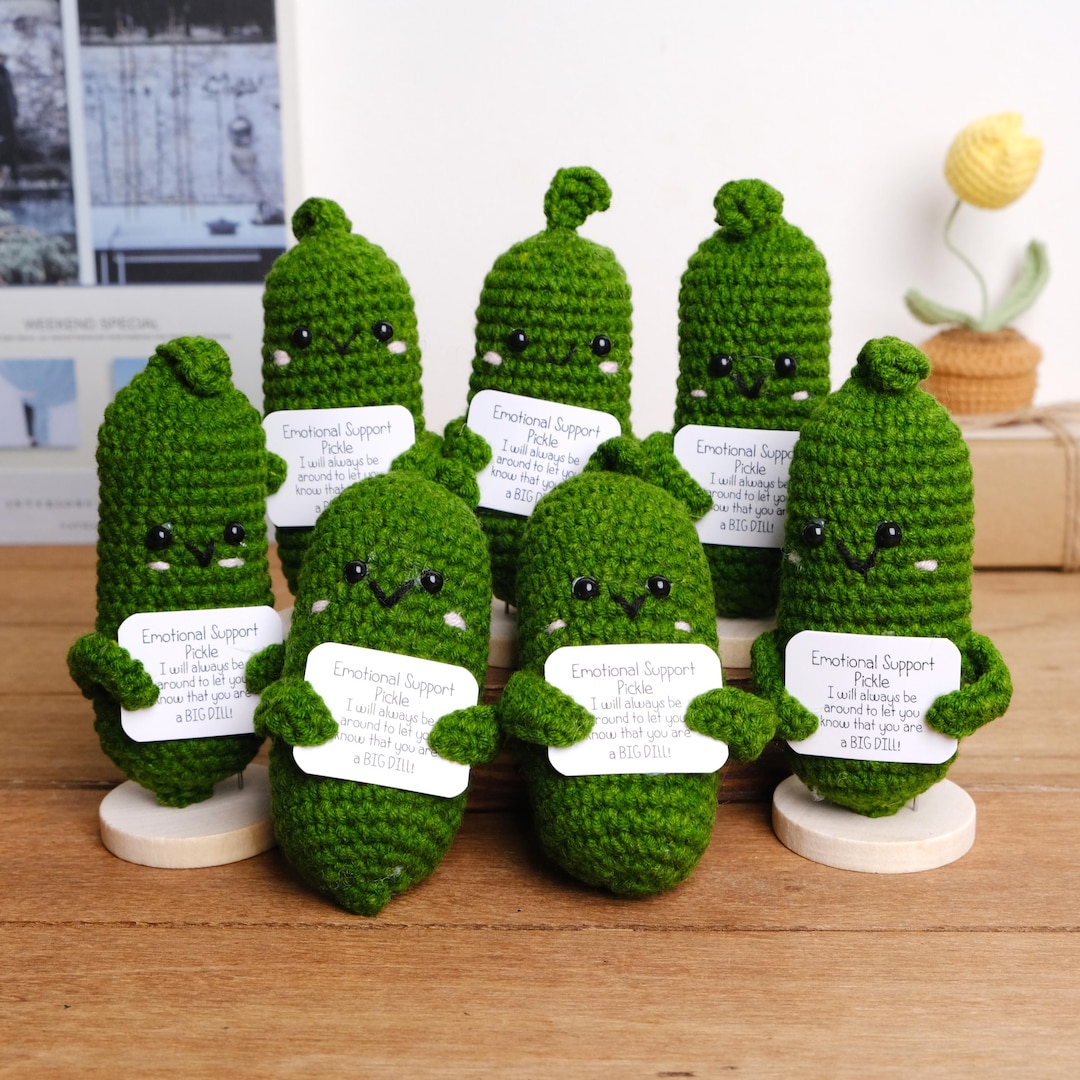 Emotional Support Pickle Crochet Pattern, Cute Emotional Support Fruit ...
