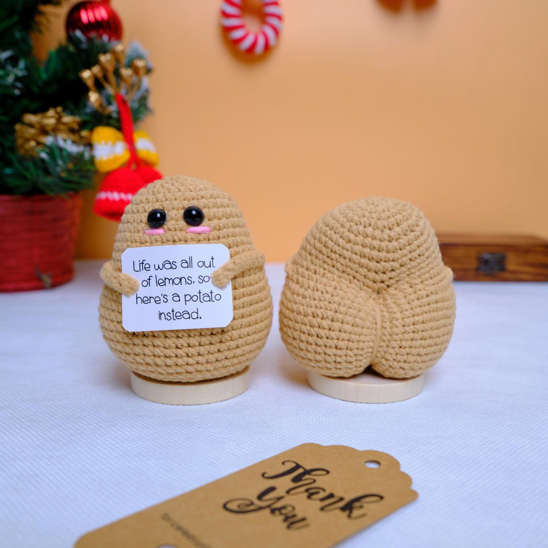 Emotional Support Potato, Funny Crochet Potato Gift, Cute Desk Decor ...