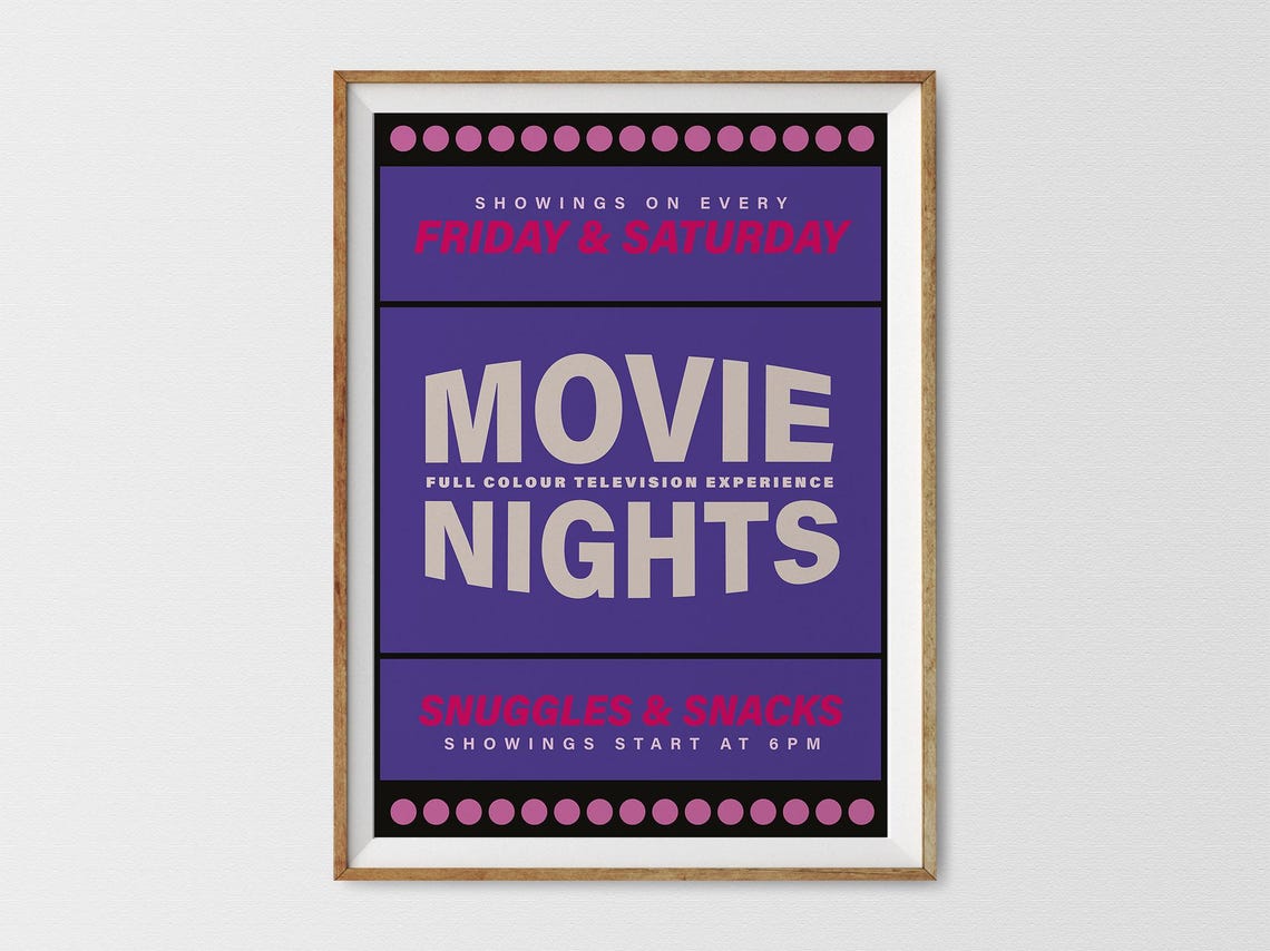 Retro Movie Night Poster Bundle Vintage Classic Film Posters Retro ...