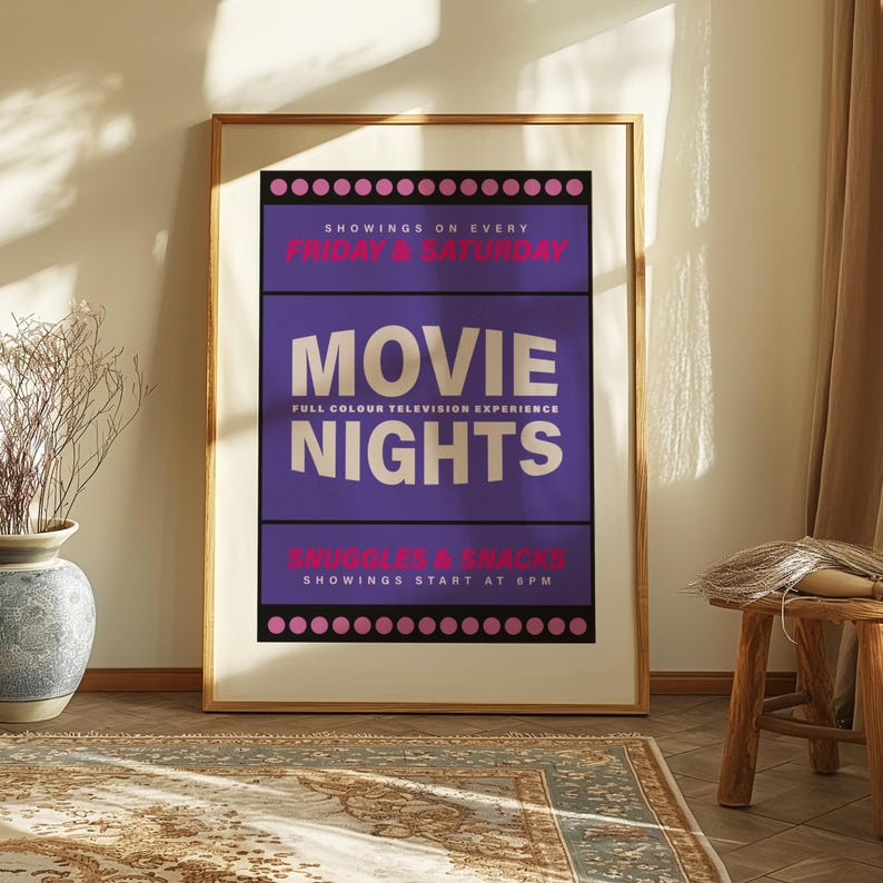 Retro Movie Night Poster Bundle Vintage Classic Film Posters Retro ...