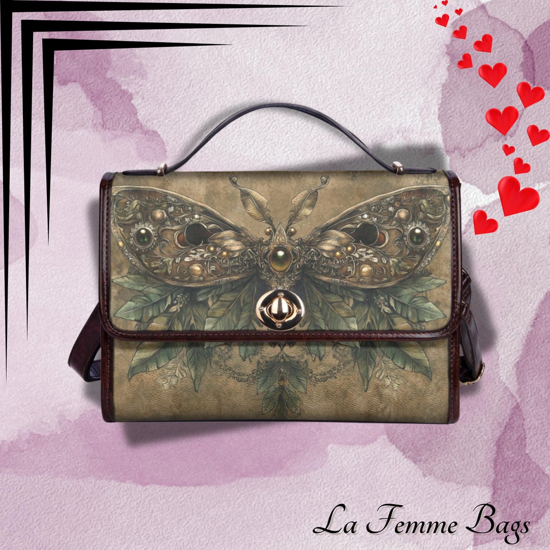 Gothic Moth Dark Academia Satchel Bag, Gothic Moth Handbag, Cottagecore ...