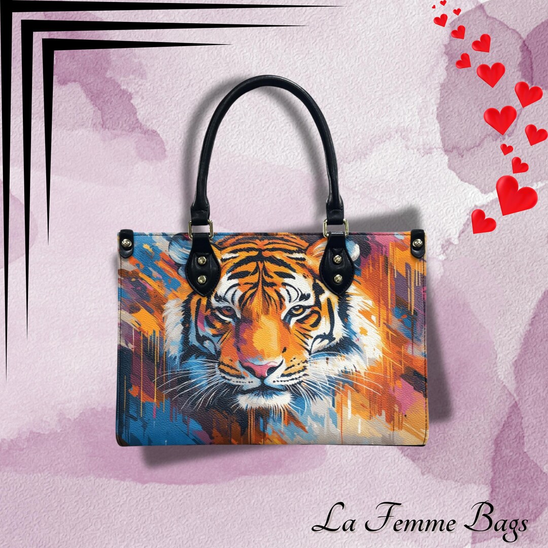 Tiger Head Handbag, Vibrant Colorful Animal Handbag, Tiger Print ...
