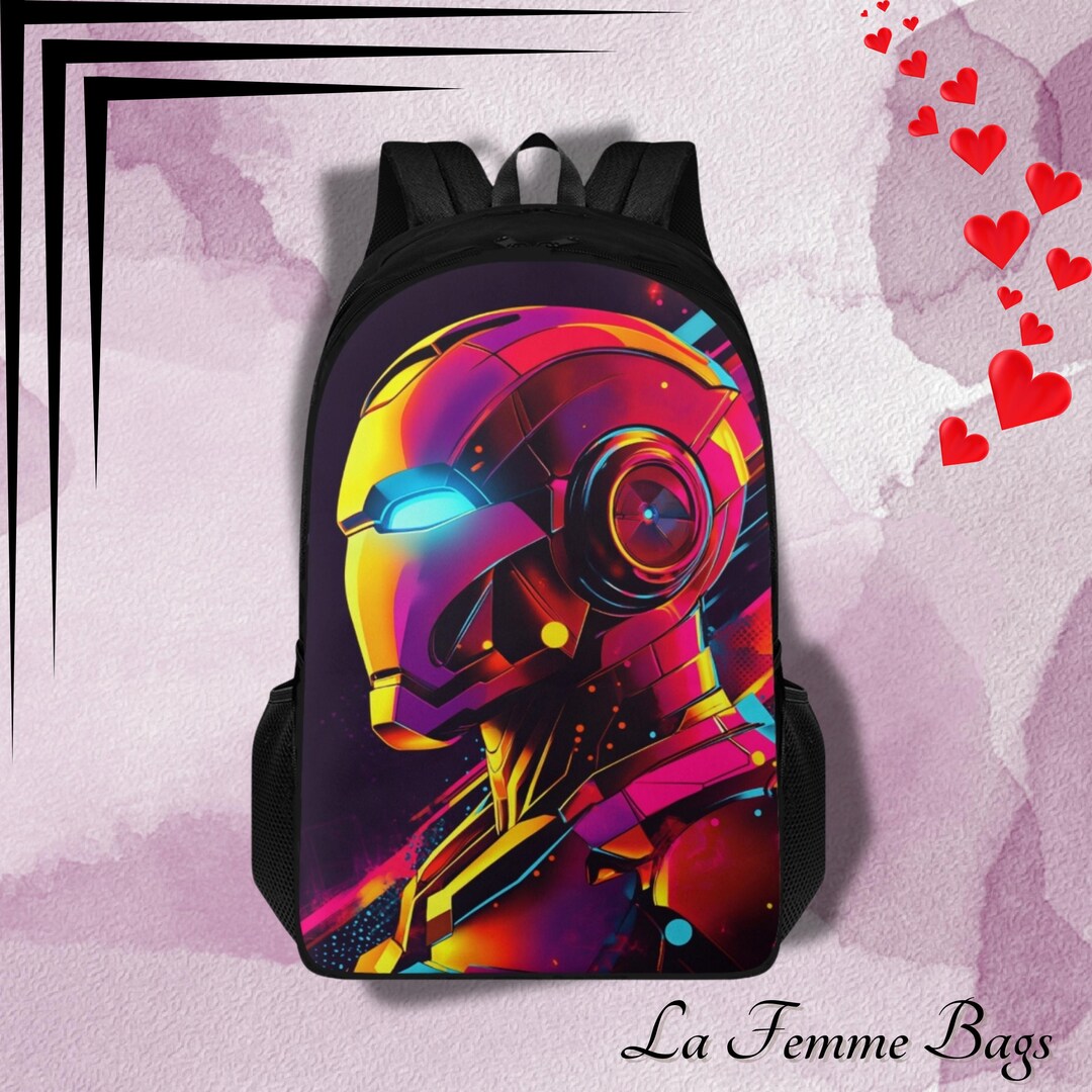 Ironman Retro Backpack, 80s Comic Style Backpack, Retro Superhero ...