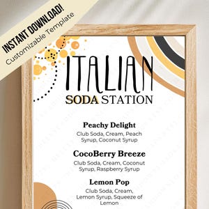 Italian Soda Station at Home Party Menu, Multi-use Printable Italian ...