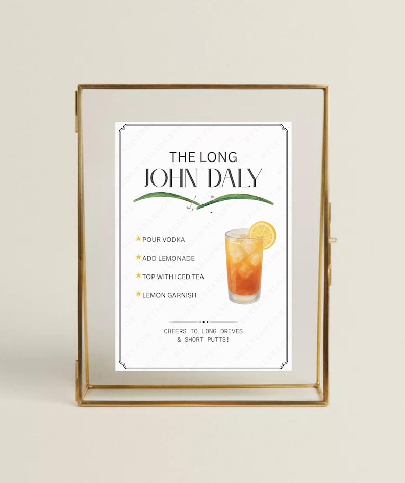 The Long John Daly Cocktail, Printable Golf Cocktail Bar Sign, Editable ...