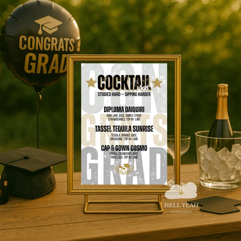 CONGRATS GRAD Cocktail Bar Sign for Graduate, Bold Graduation Event ...