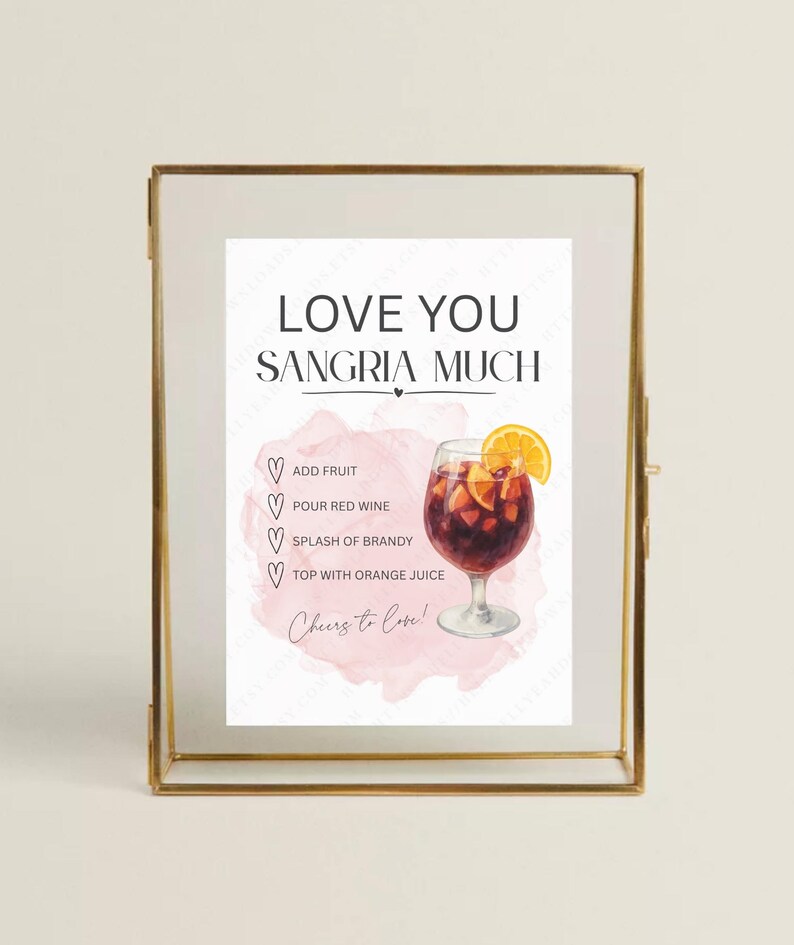 LOVE YOU SANGRIA Much Editable Cocktail Table Menu, Aesthetic Diy ...