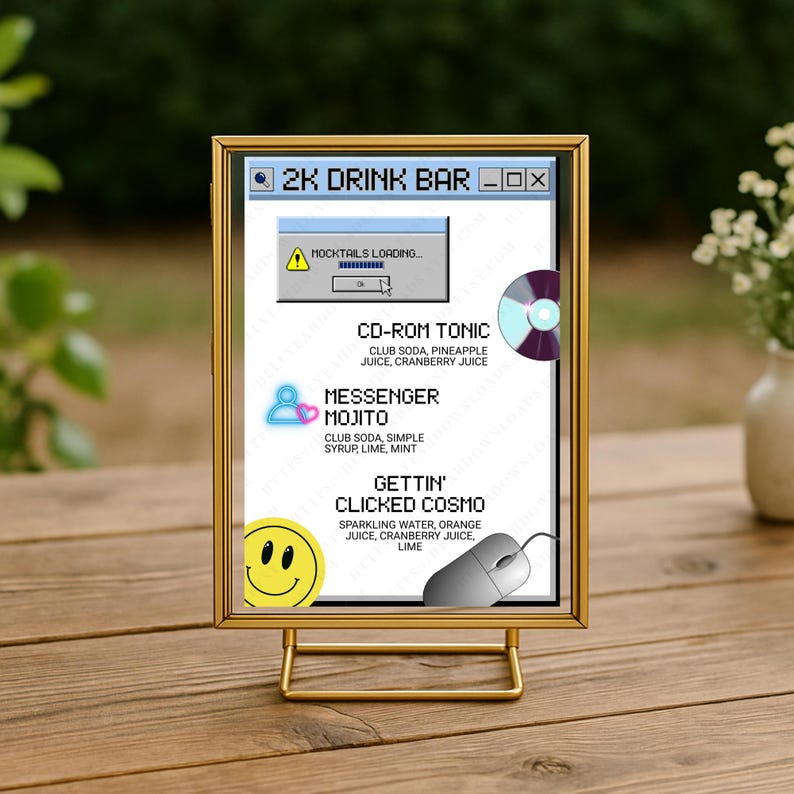 Y2K Drink Bar MOCKTAILS Digital Download, 2000s Themed Party Sign, 90s ...