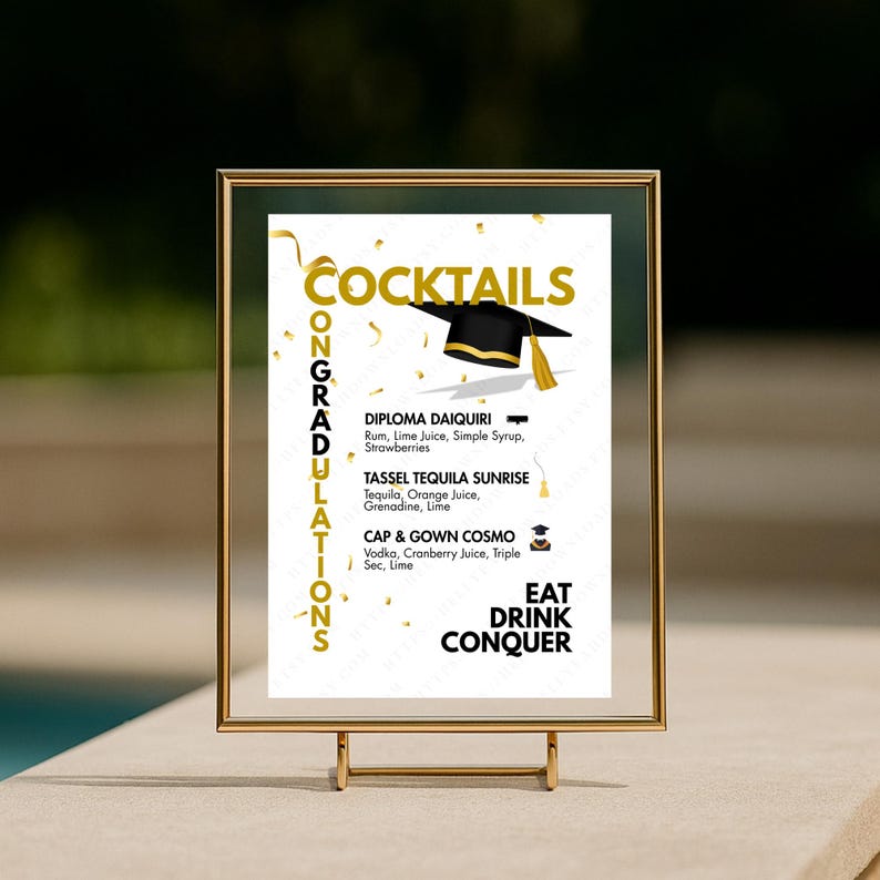 Congradulations COCKTAIL Bar Menu, Printable Cocktail Sign for ...