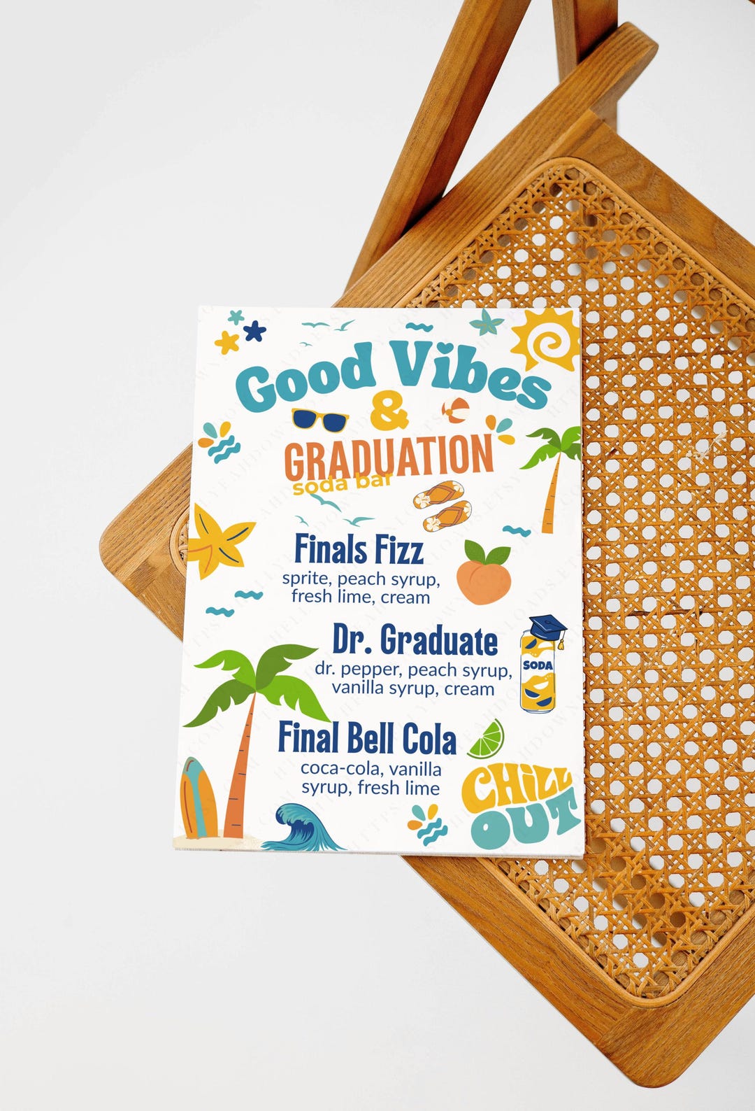 Good Vibes & Graduation Soda Station Sign, Playful School's Out Soda ...