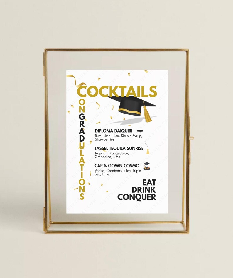 Congradulations COCKTAIL Bar Menu, Printable Cocktail Sign for ...