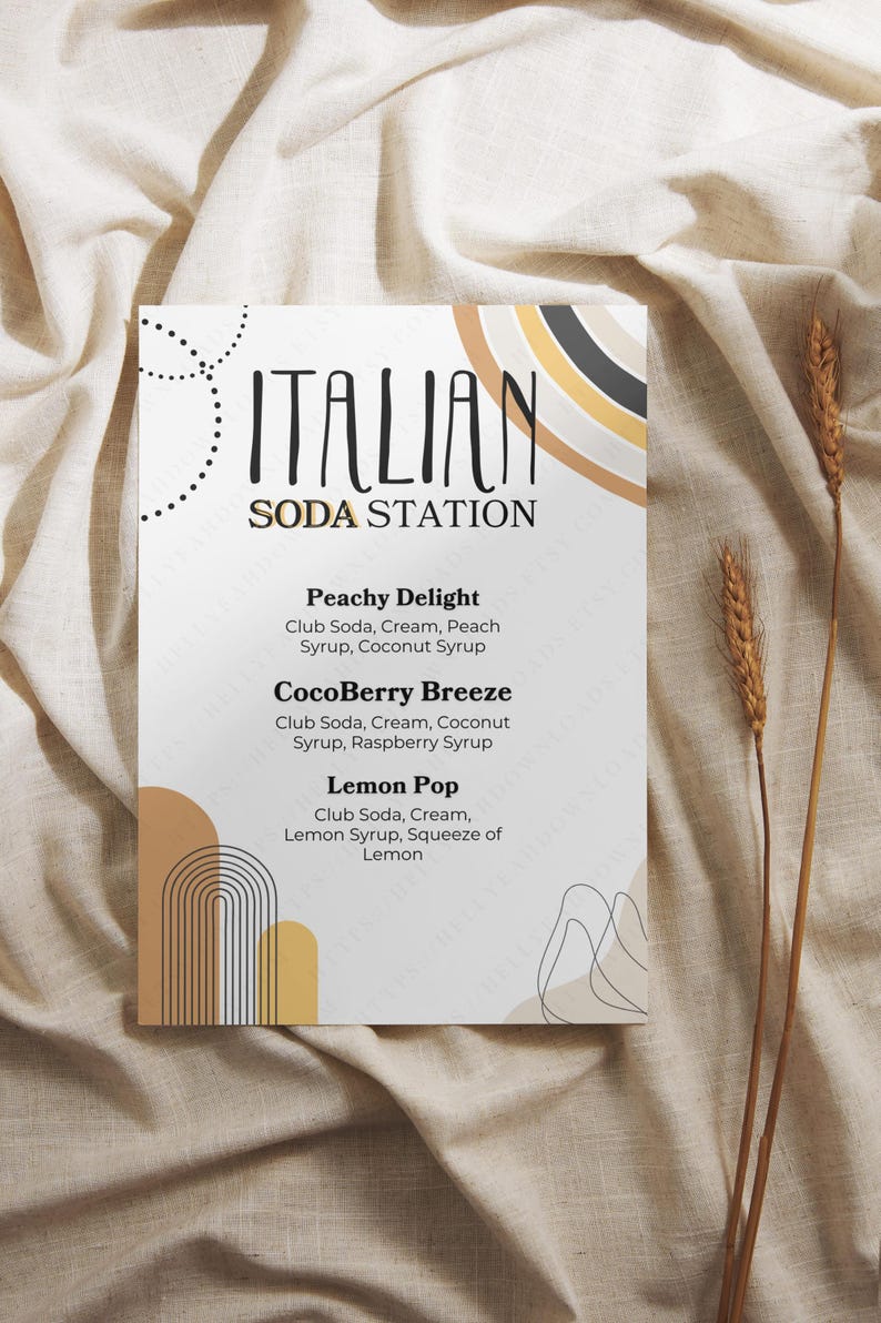 Italian Soda Station at Home Party Menu, Multi-use Printable Italian ...