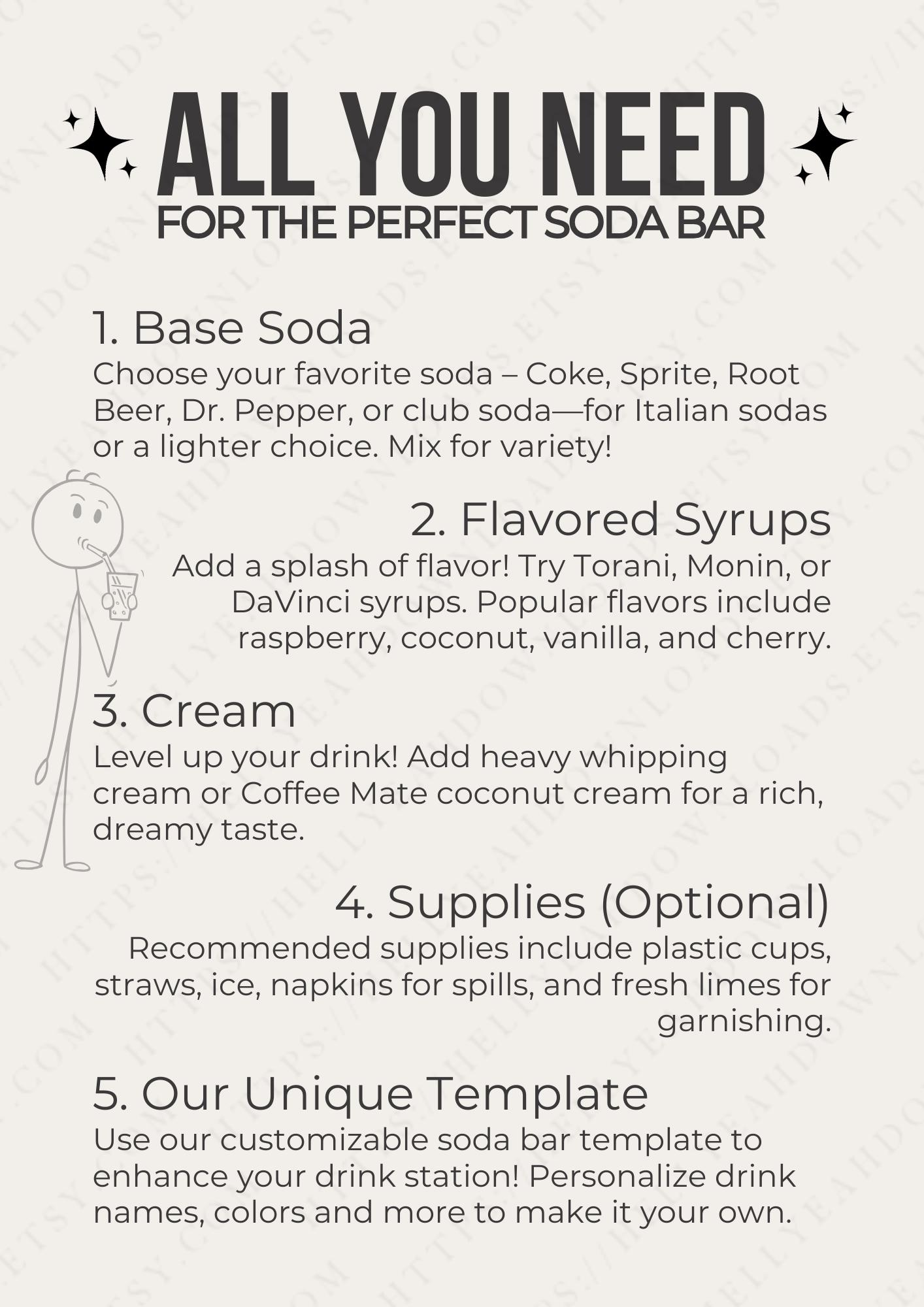 Scholar Sips Brains and Bubbles DIY SODA BAR, Soda Pop Menu Download ...