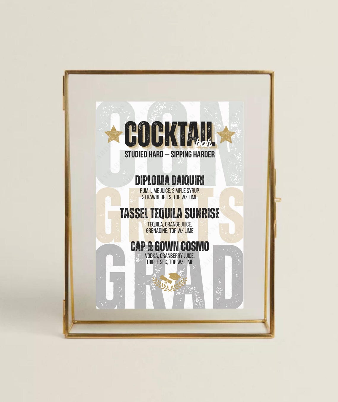 CONGRATS GRAD Cocktail Bar Sign for Graduate, Bold Graduation Event ...