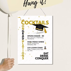 Congradulations COCKTAIL Bar Menu, Printable Cocktail Sign for ...