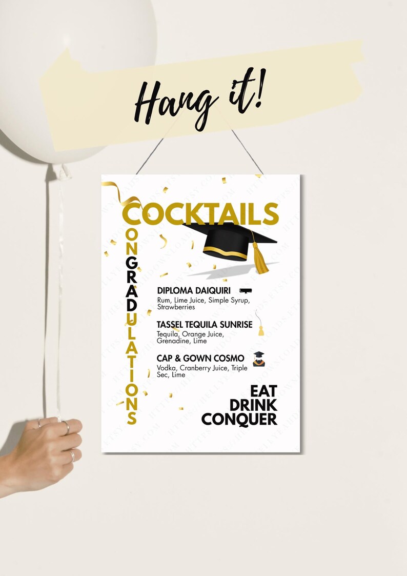 Congradulations COCKTAIL Bar Menu, Printable Cocktail Sign for ...