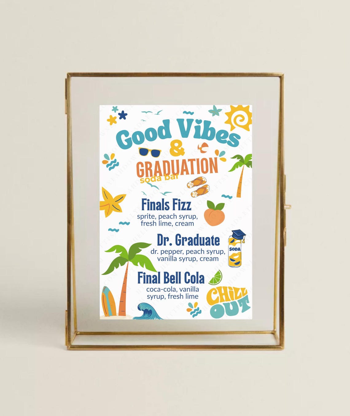 Good Vibes & Graduation Soda Station Sign, Playful School's Out Soda ...