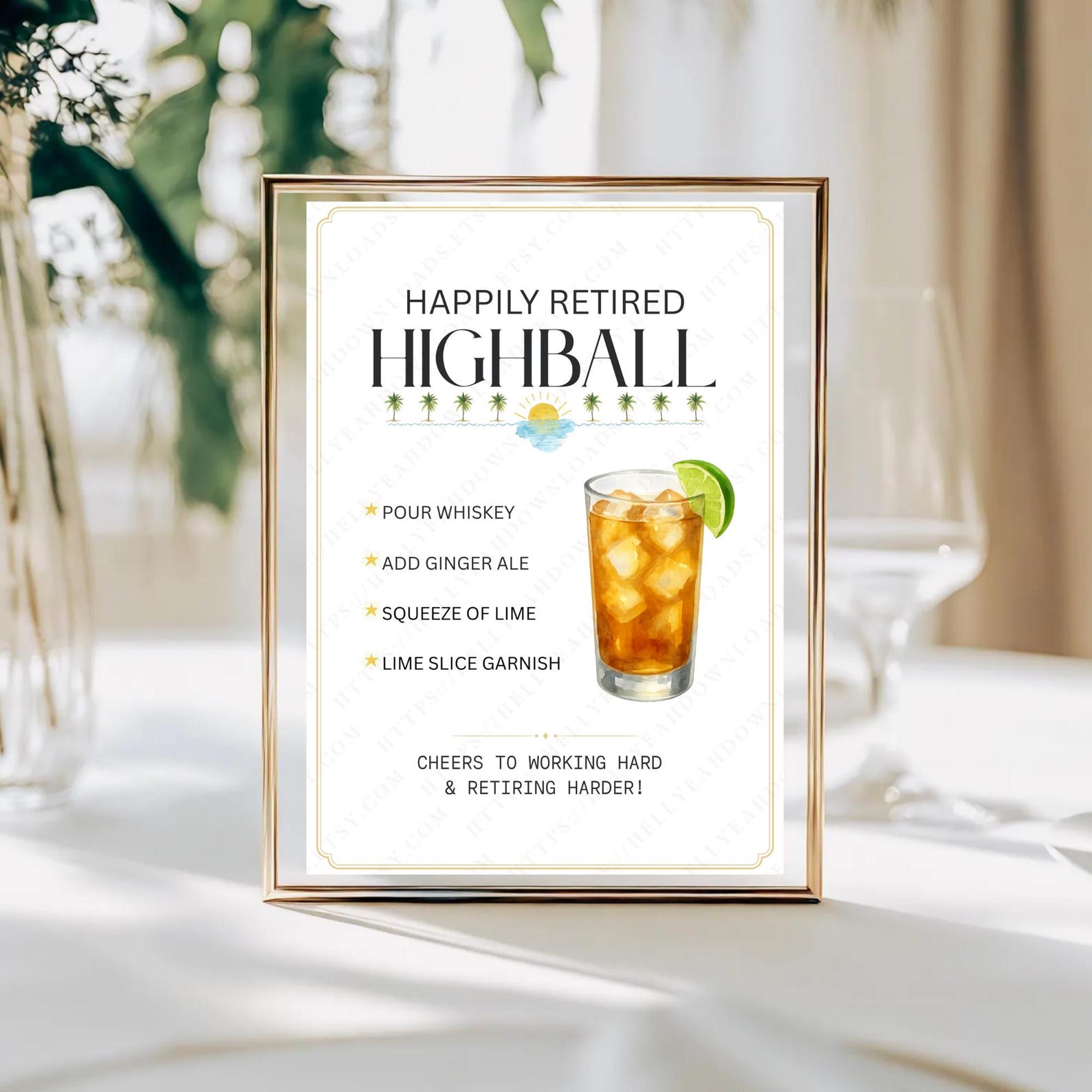 Happily Retired Highball, Signature Drink Menu, Editable DIY Cocktail ...