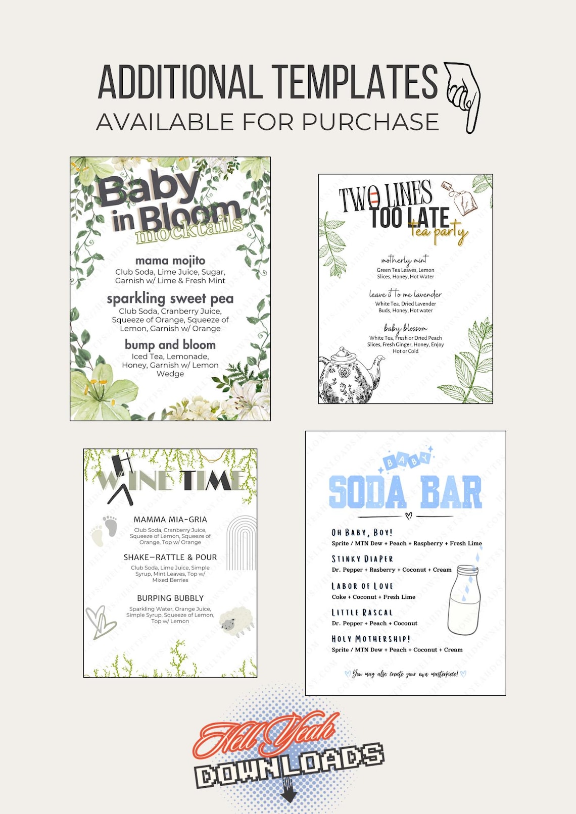 Pop the Bubbly Baby Shower Themed Mocktails Menu, Pregnancy Sip & See ...