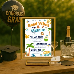 Good Vibes & Graduation Mocktail Bar Menu Printable, Print at Home ...