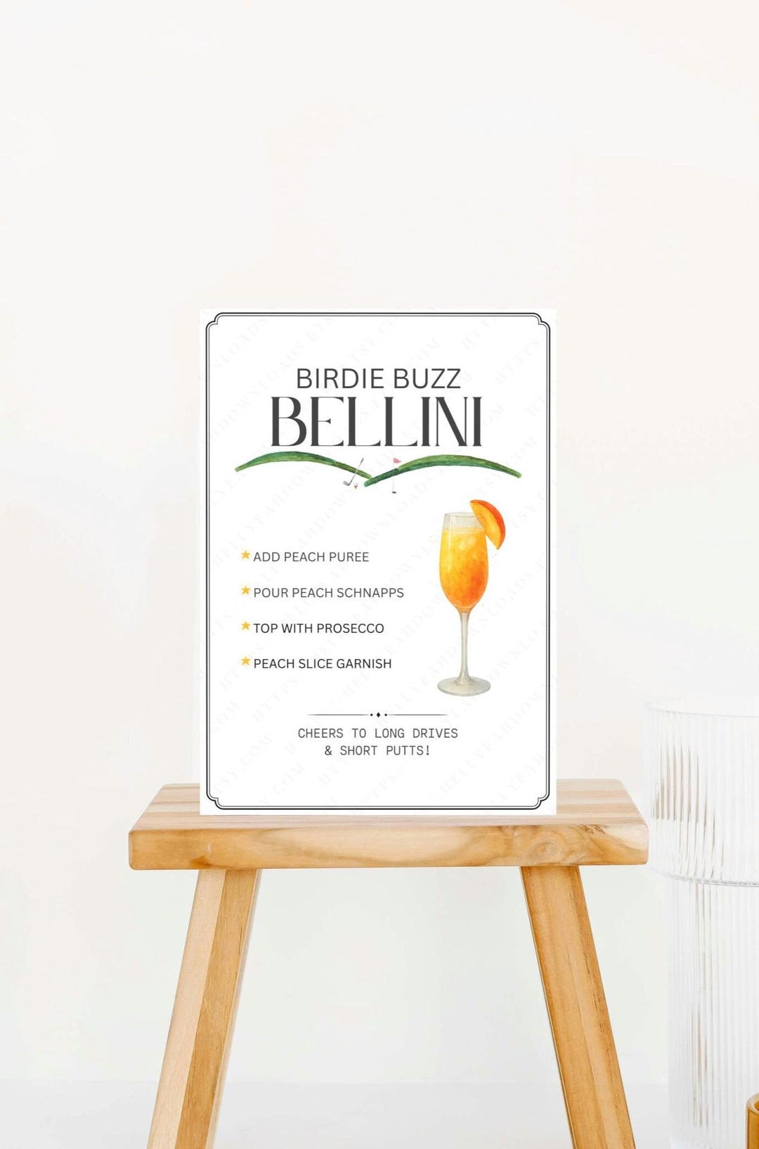 Birdie Buzz Bellini, Printable Golf Brunch Cocktail Sign, Editable ...