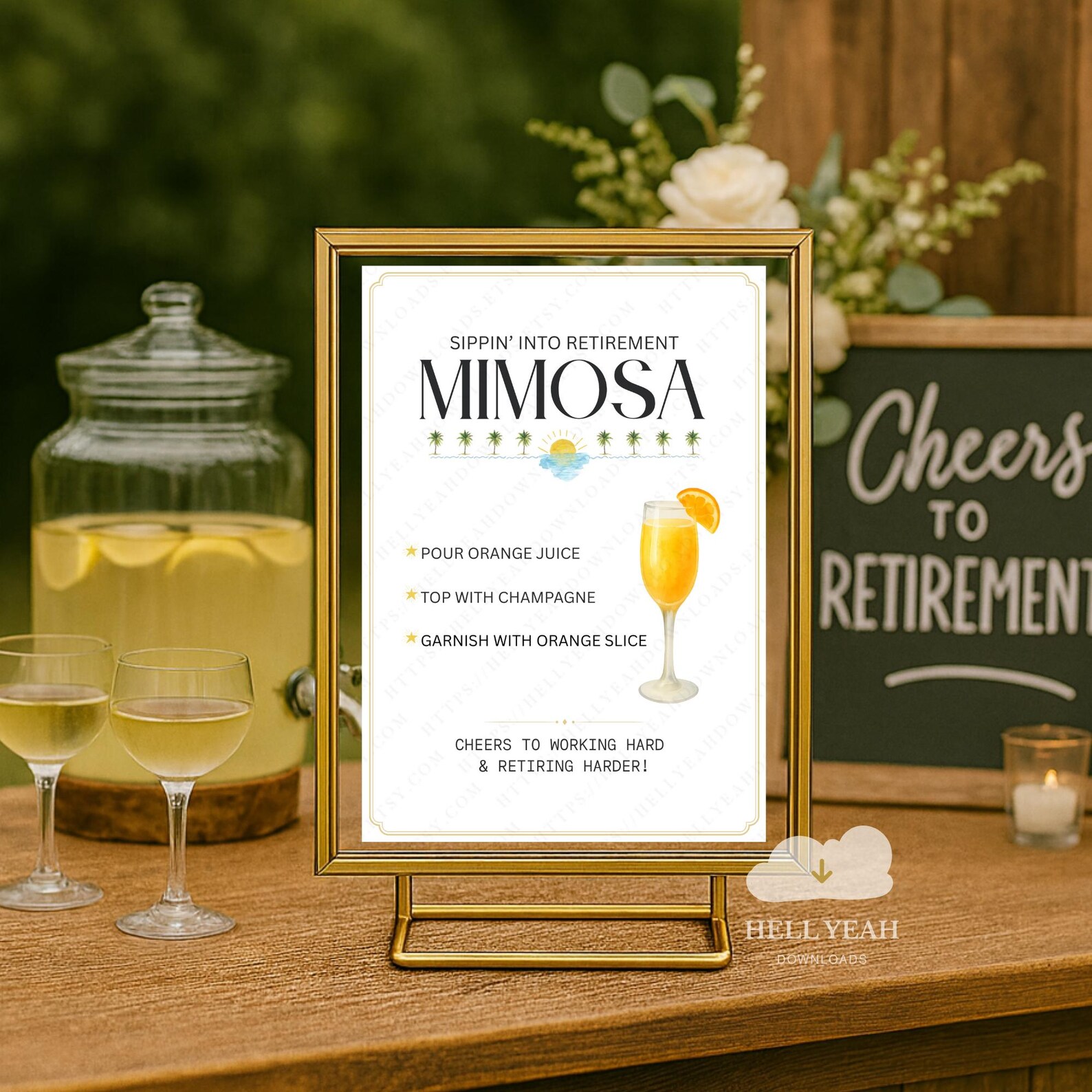 Sippin’ Into Retirement Mimosa, Signature Drink Menu, Editable Cocktail ...