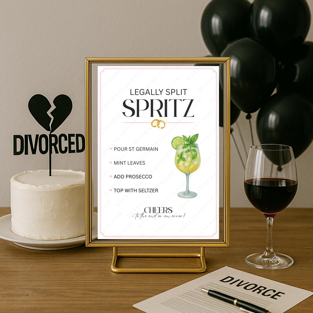 LEGALLY SPLIT SPRITZ, Printable Lime Cocktail Sign for Citrus Sendoffs ...